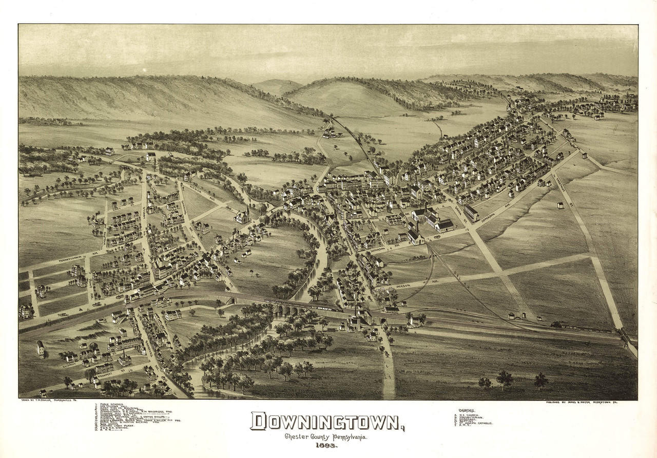 Historic Map - Downingtown, PA - 1893 | World Maps Online