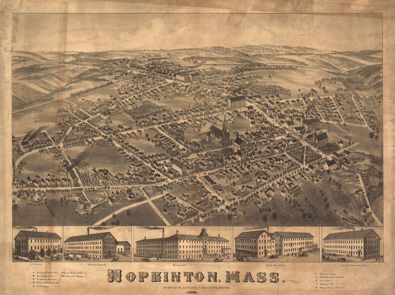 Historic Map - Hopkinton, MA - 1880 | World Maps Online
