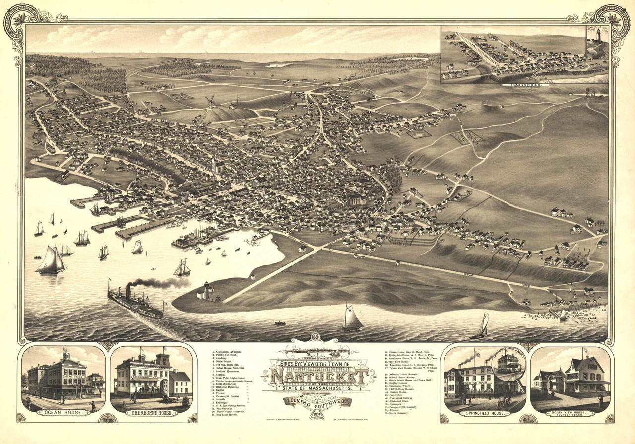 Historic Map - Nantucket, MA - 1881 | World Maps Online