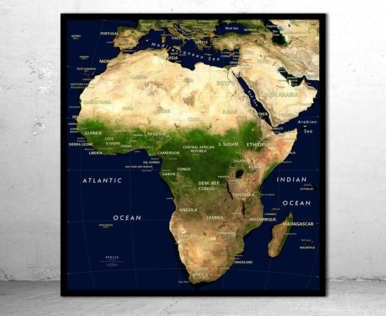 Africa Physical Satellite Image Map | World Maps Online