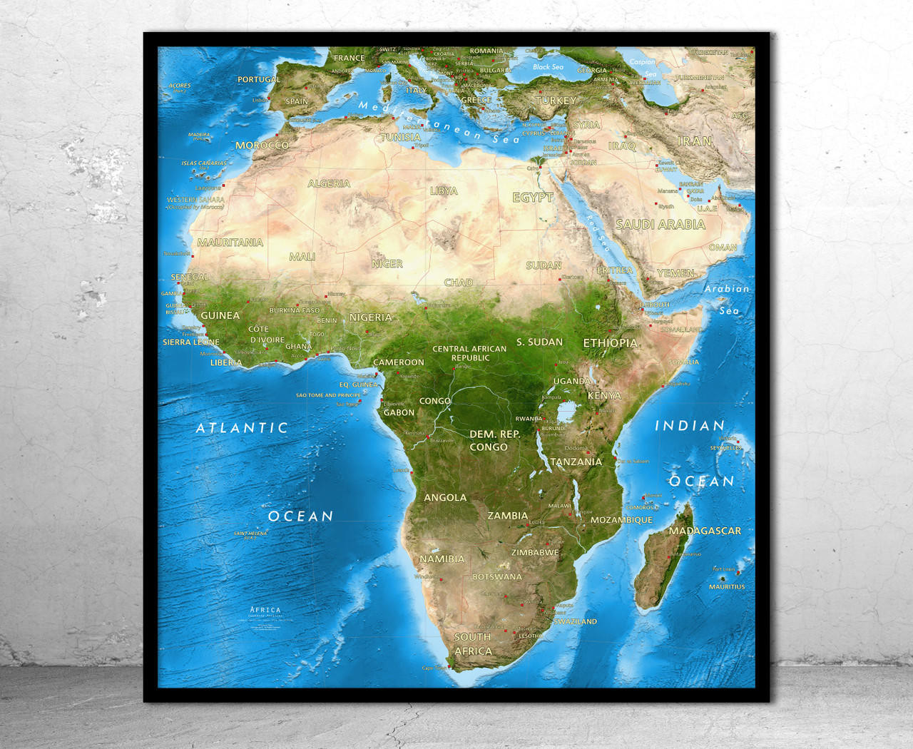 Africa Enhanced Physical Satellite Image Map | World Maps Online