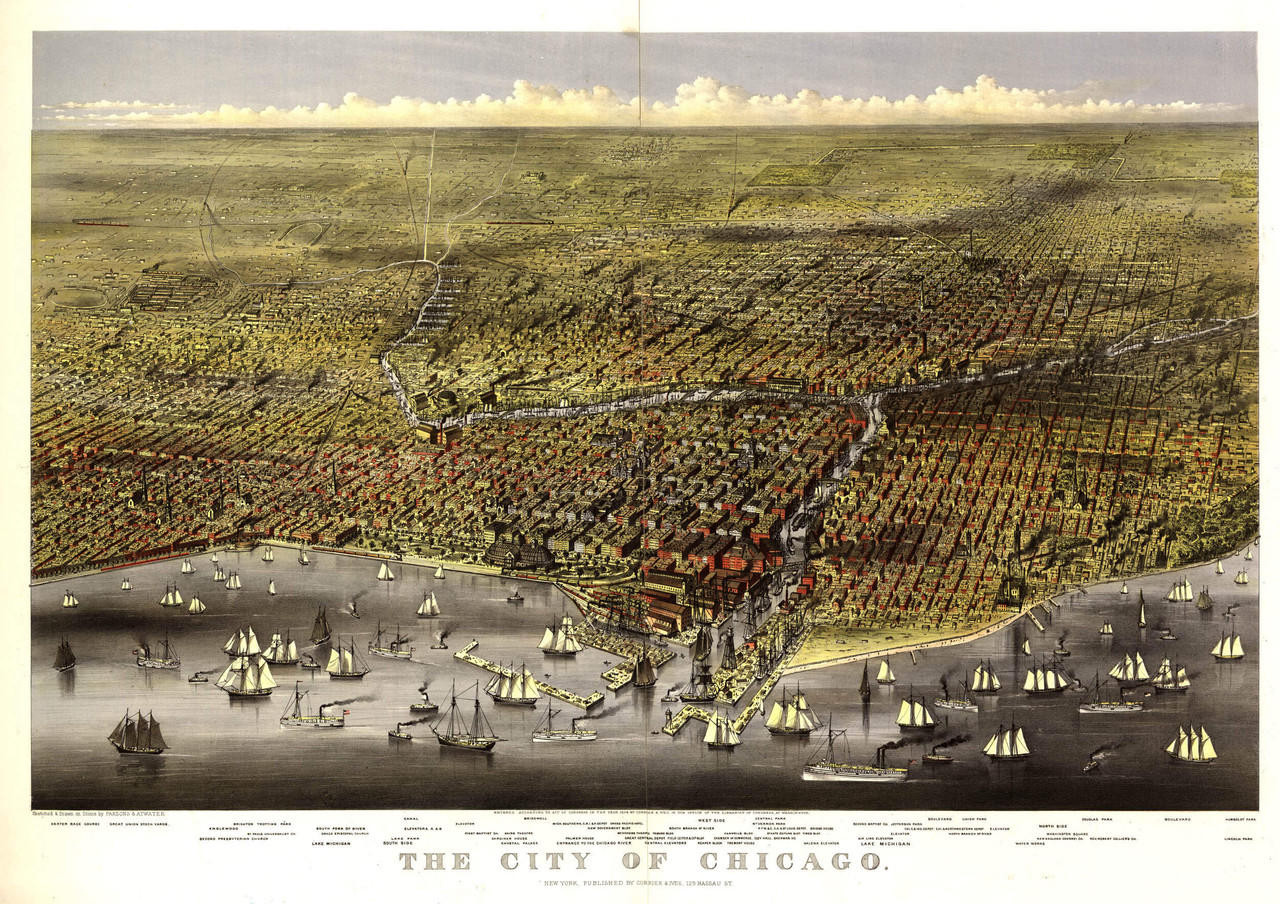 Historical Map of Chicago, IL - 1874 | World Maps Online