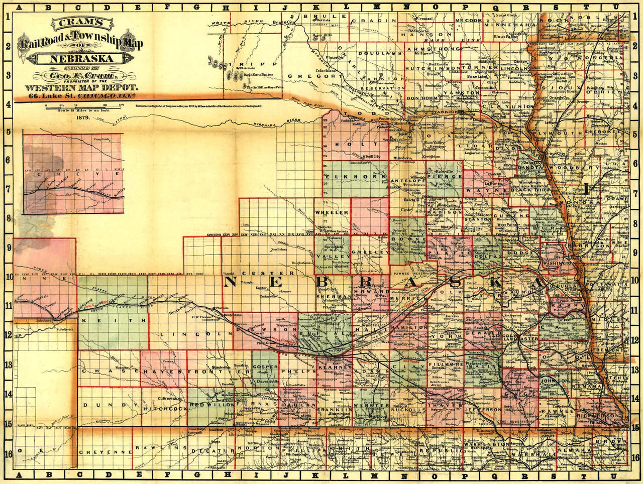 Historic Railroad Map of Nebraska - 1878 | World Maps Online