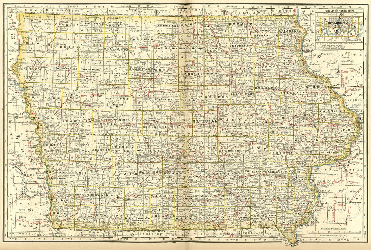 Historical Railroad Map of Iowa - 1878 | World Maps Online