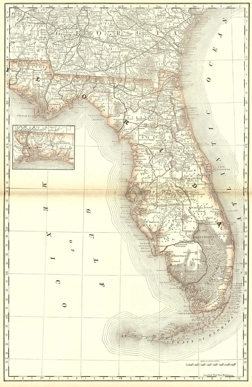 Historical Railroad Map of Florida - 1878 | World Maps Online