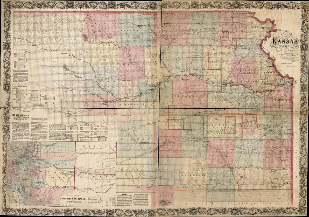 Historic Railroad Map of Kansas - 1867 | World Maps Online