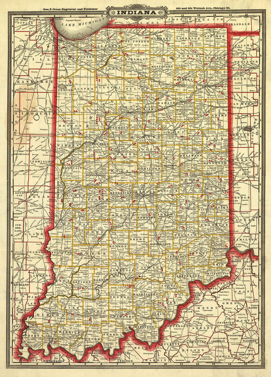Historic Railroad Map of Indiana - 1888 | World Maps Online