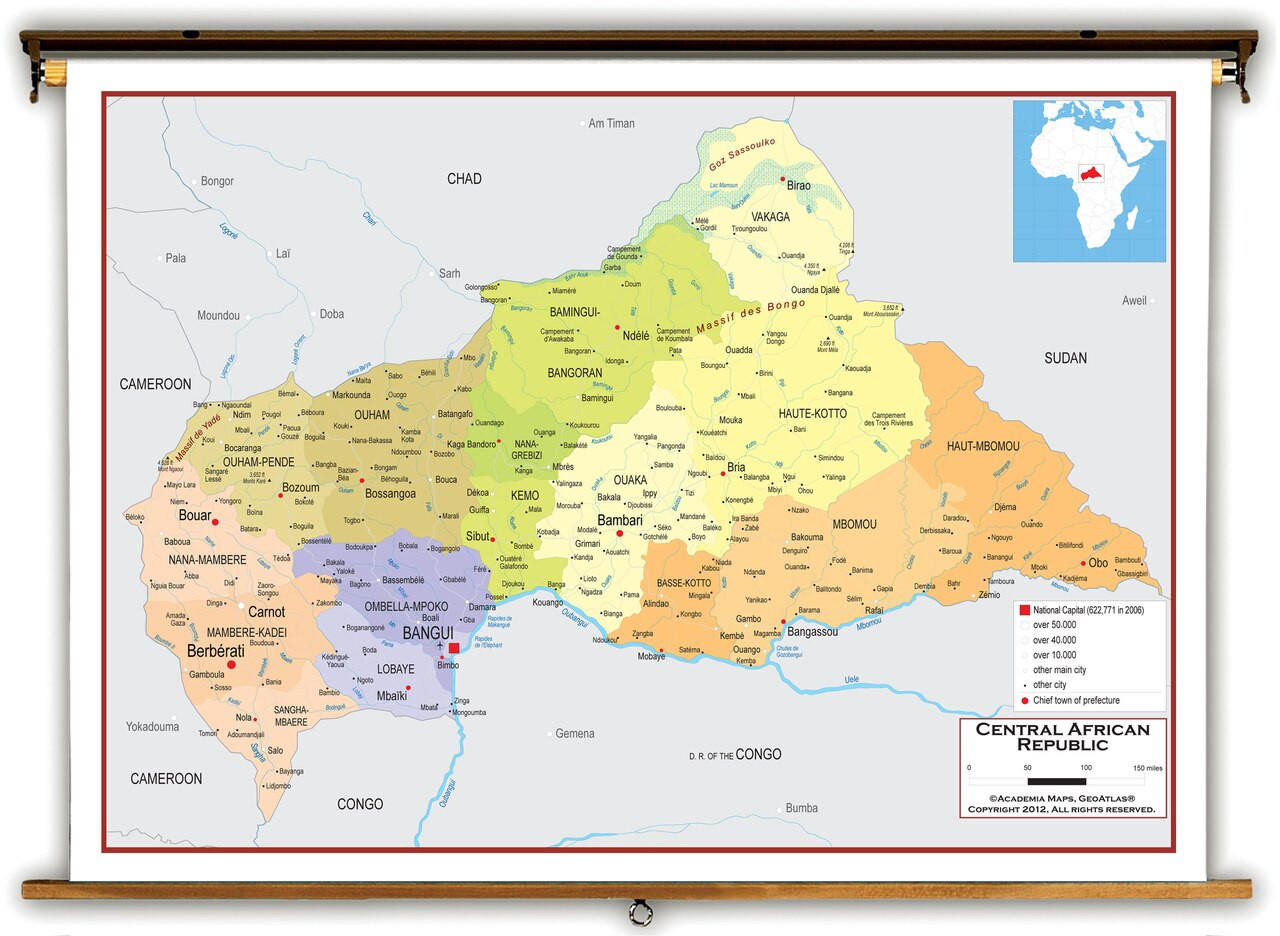 Central African Republic Political Educational Map from Academia Maps ...