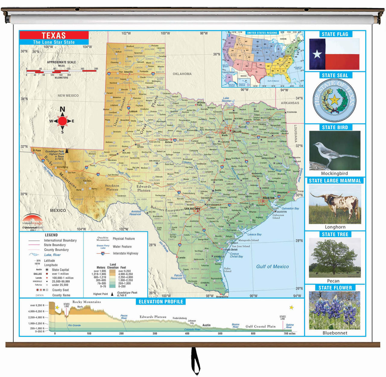 Texas State Primary Thematic Classroom Map on Spring Roller from Kappa ...