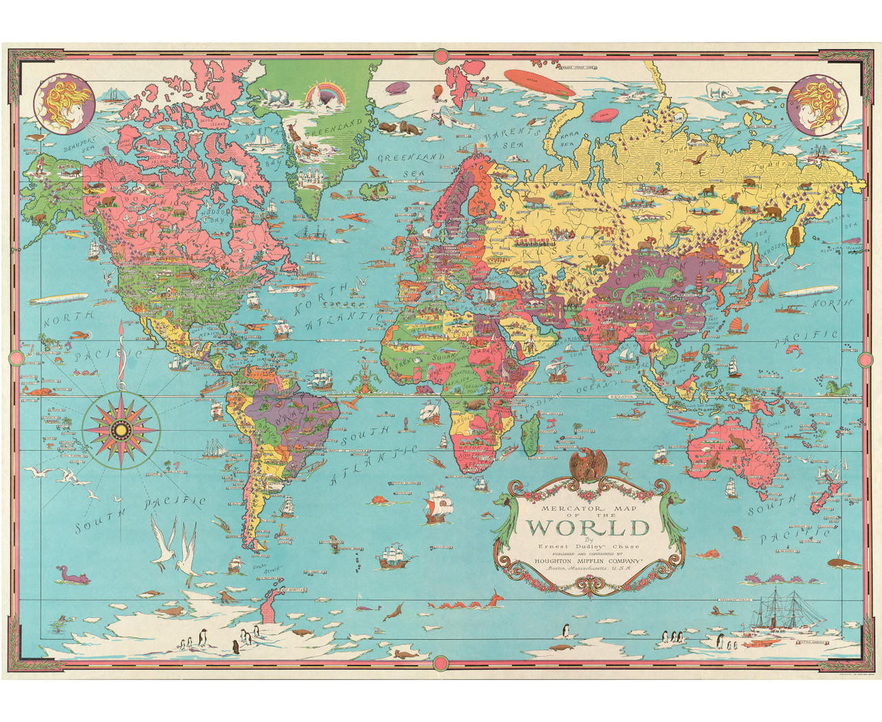 Vintage 1931 Illustrated World Map Wall Mural | World Maps Online