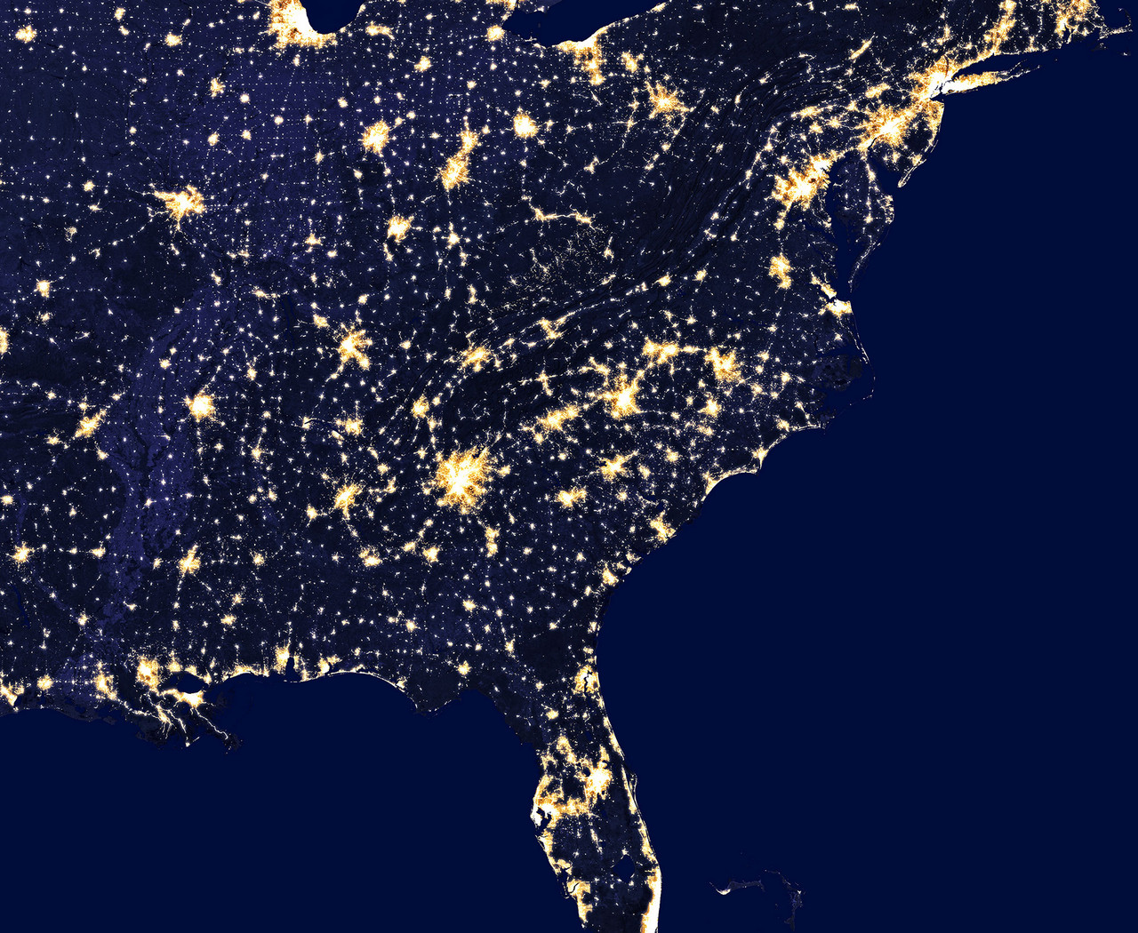 Dark Earth at Night NASA City Lights World Wall Map | World Maps Online