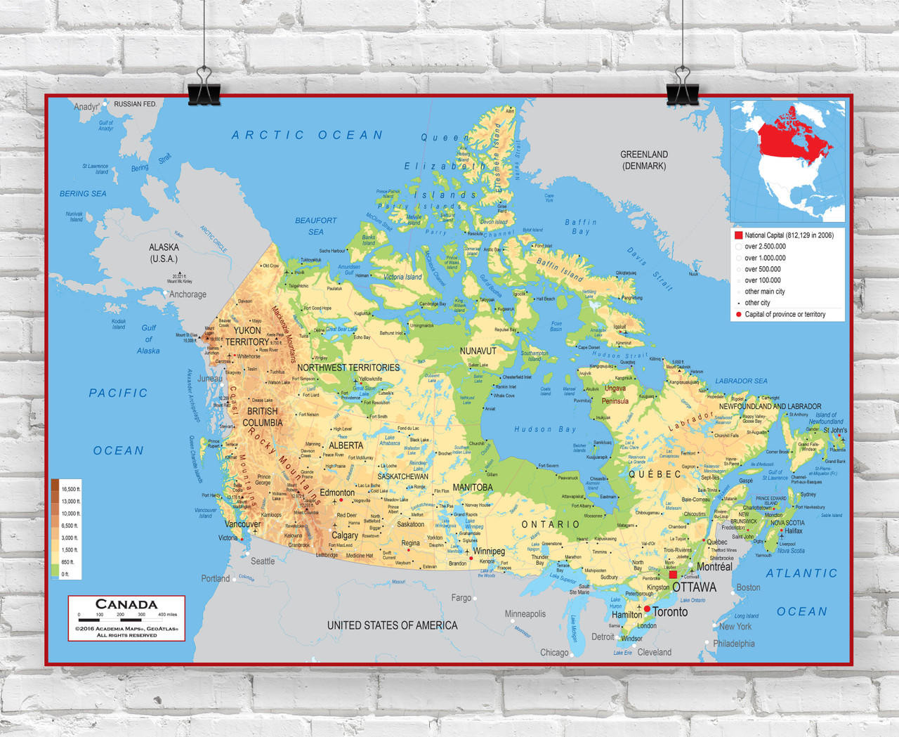 Canada physical features map for middle school