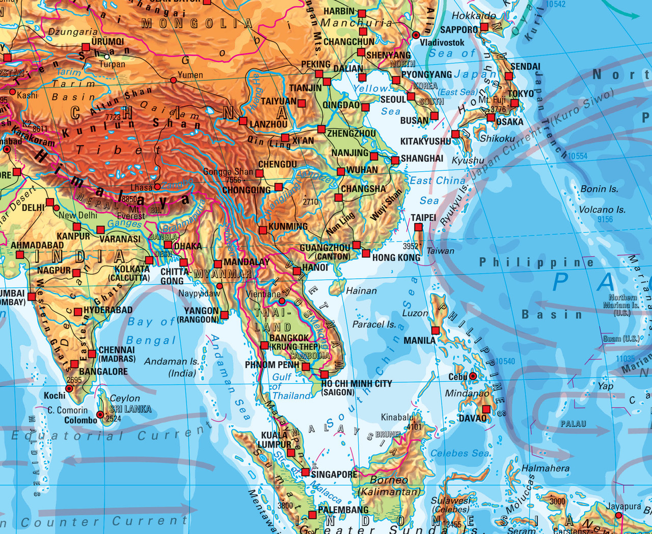 Advanced World Compact Physical Map on Spring Roller - from Klett ...
