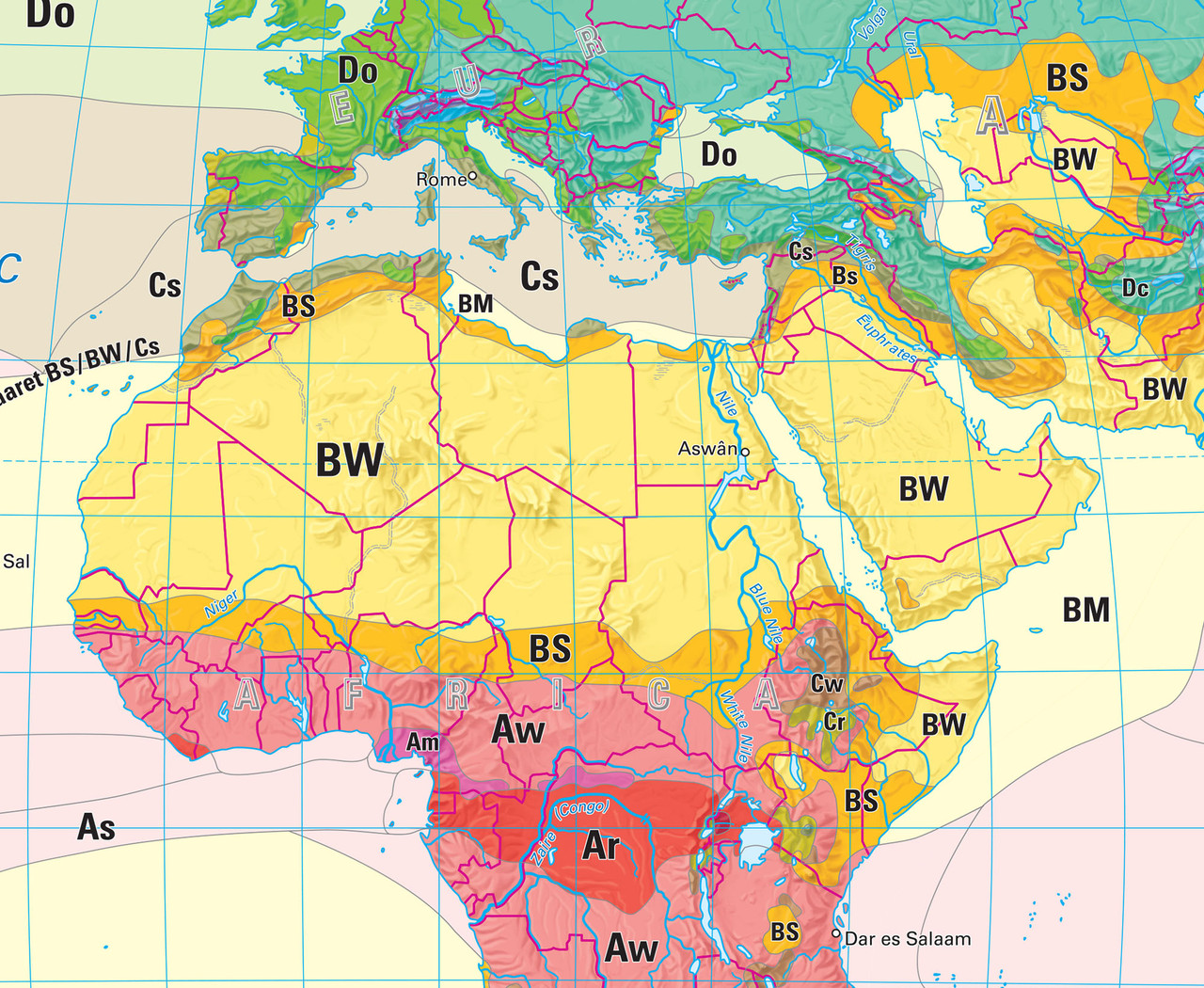 Climate of the Earth World Map of Climactic Regions on Spring Roller ...