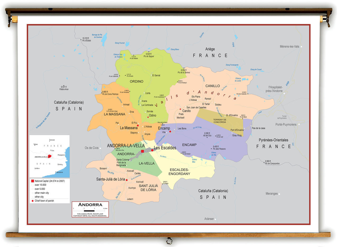 Andorra Political Educational Map from Academia Maps | World Maps Online