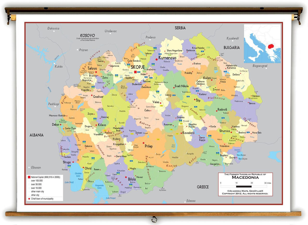 Macedonia Political Educational Map from Academia Maps | World Maps Online