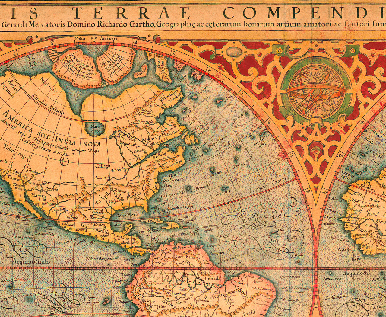 Historic World Map Print - 1637 - Gerardus Mercator | World Maps Online