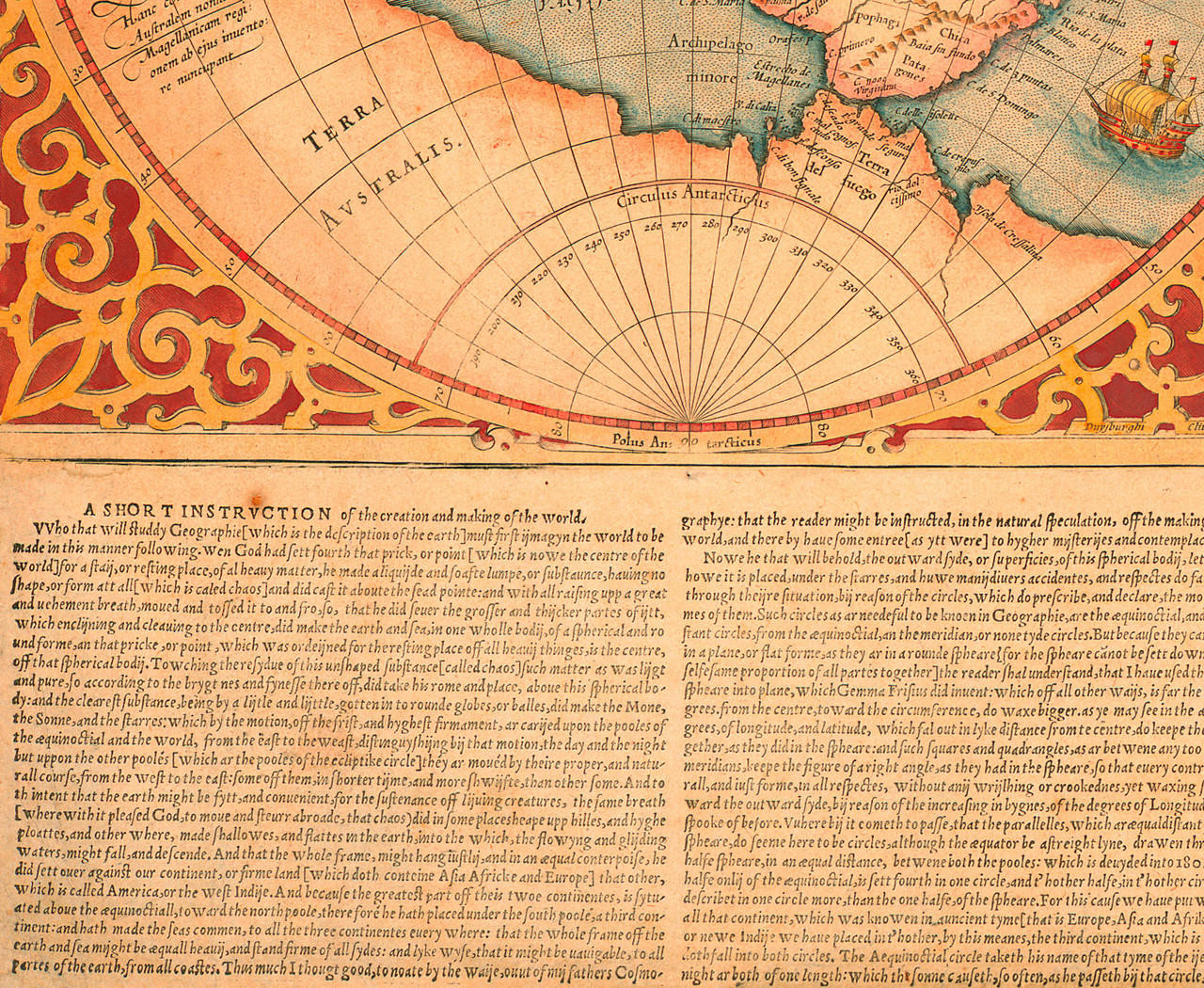 Historic World Map Print - 1637 w/ Supplemental Text | World Maps Online
