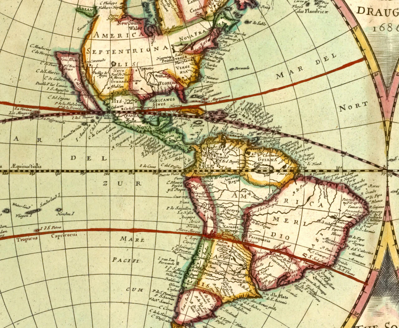 Historic World Map Antique Print - 1700's | World Maps Online