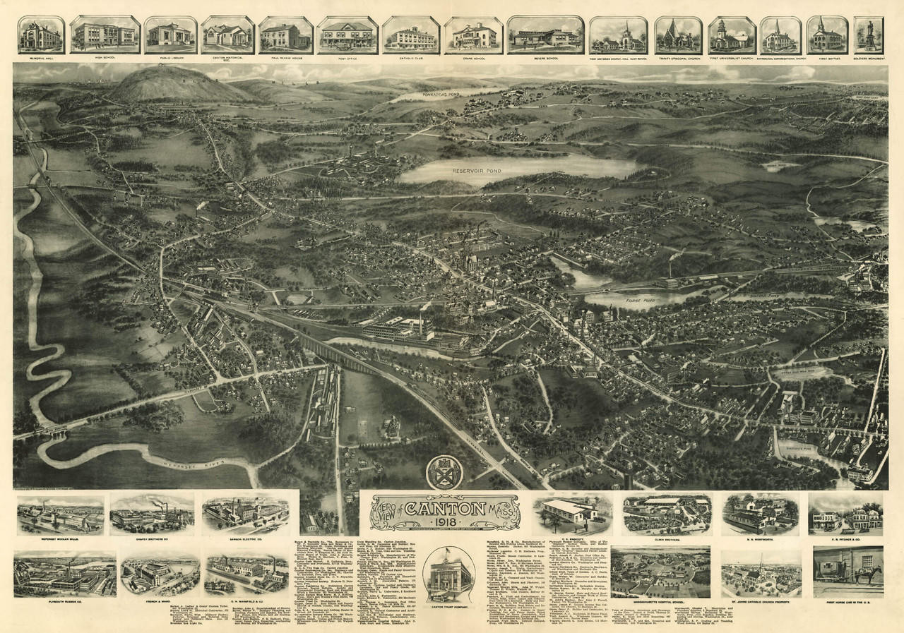 Historic Map - Canton, MA - 1918 | World Maps Online