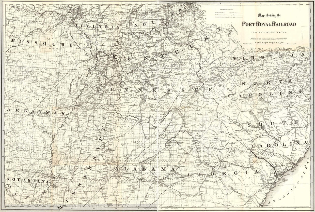 Historic Railroad Map of the Southern United States - 1870 | World Maps ...