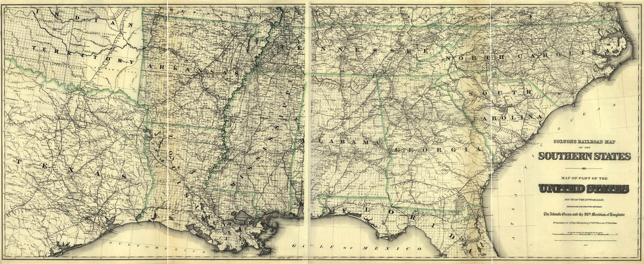Historic Railroad Map of the Southern United States - 1883 | World Maps ...