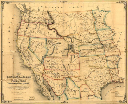 Historical Map of the United States - West of the Mississippi - 1859 ...