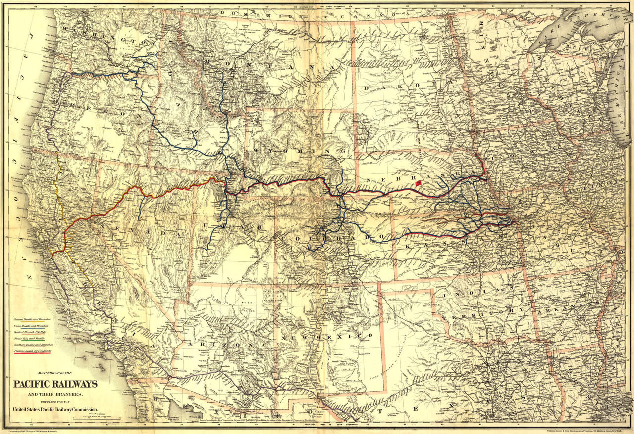 Historic Railroad Map of the Western United States - 1887 | World Maps ...