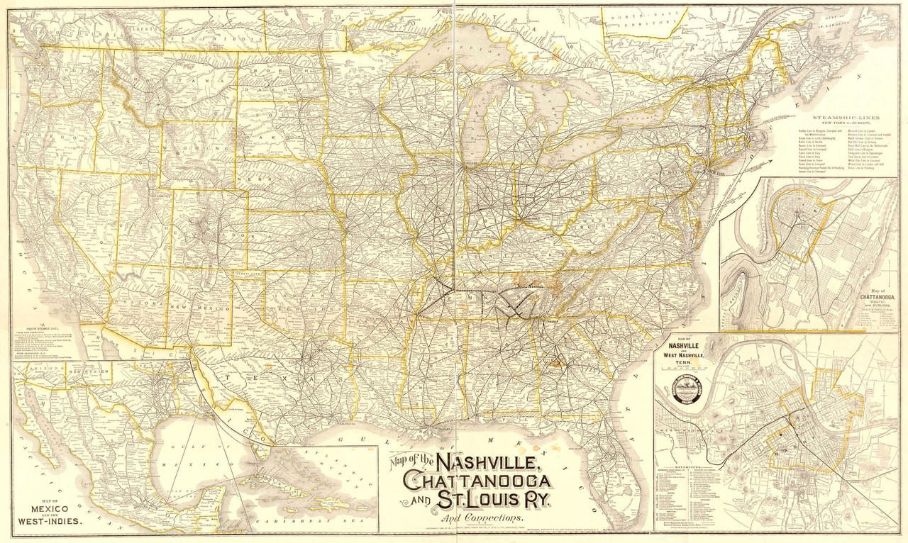 Historic Railroad Map of the United States - 1889 | World Maps Online