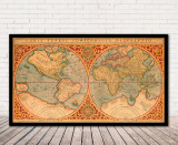 Historic World Map Print - 1637 w/ Supplemental Text | World Maps Online