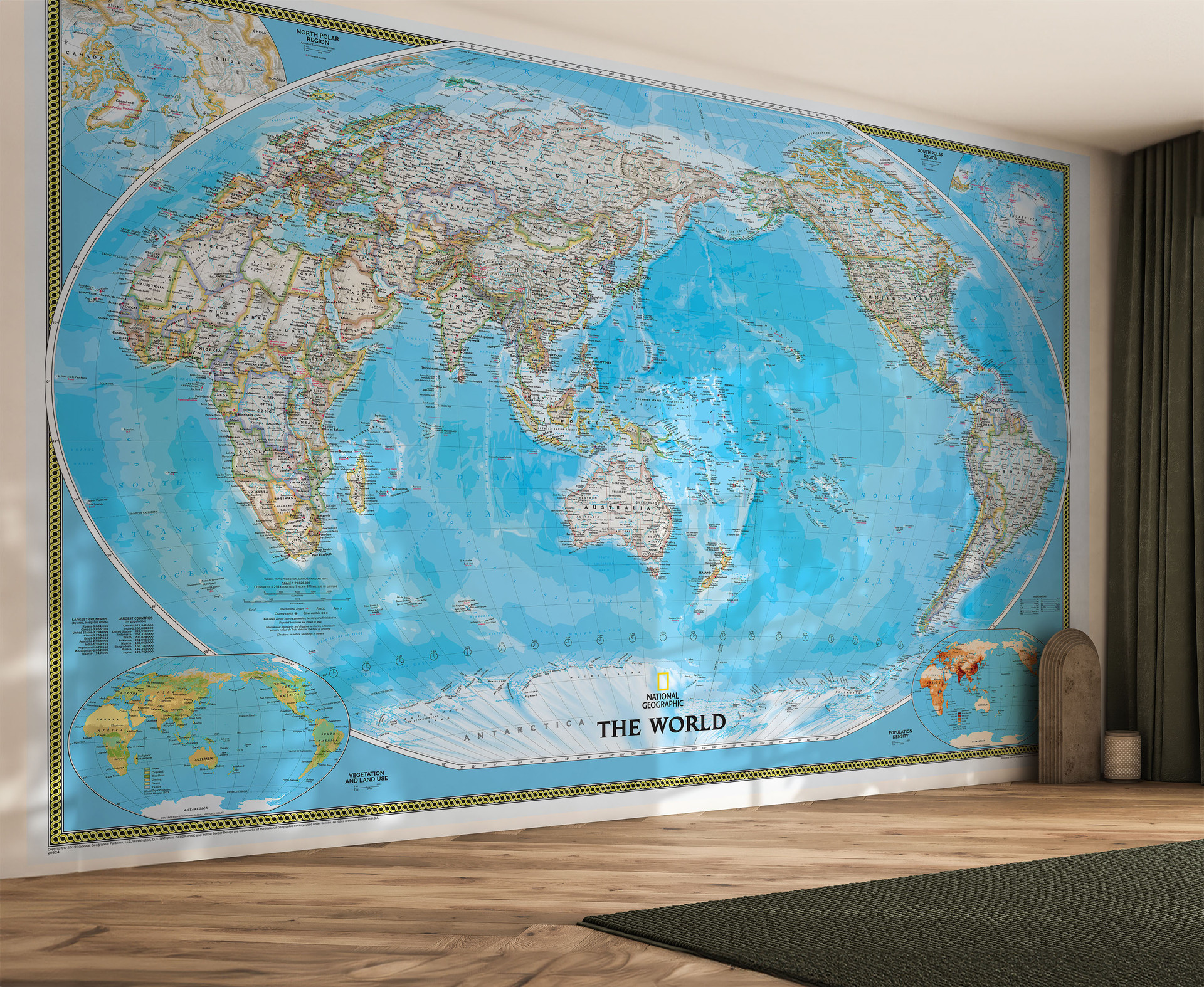 National Geographic World Classic Pacific Centered Wall Map | World ...