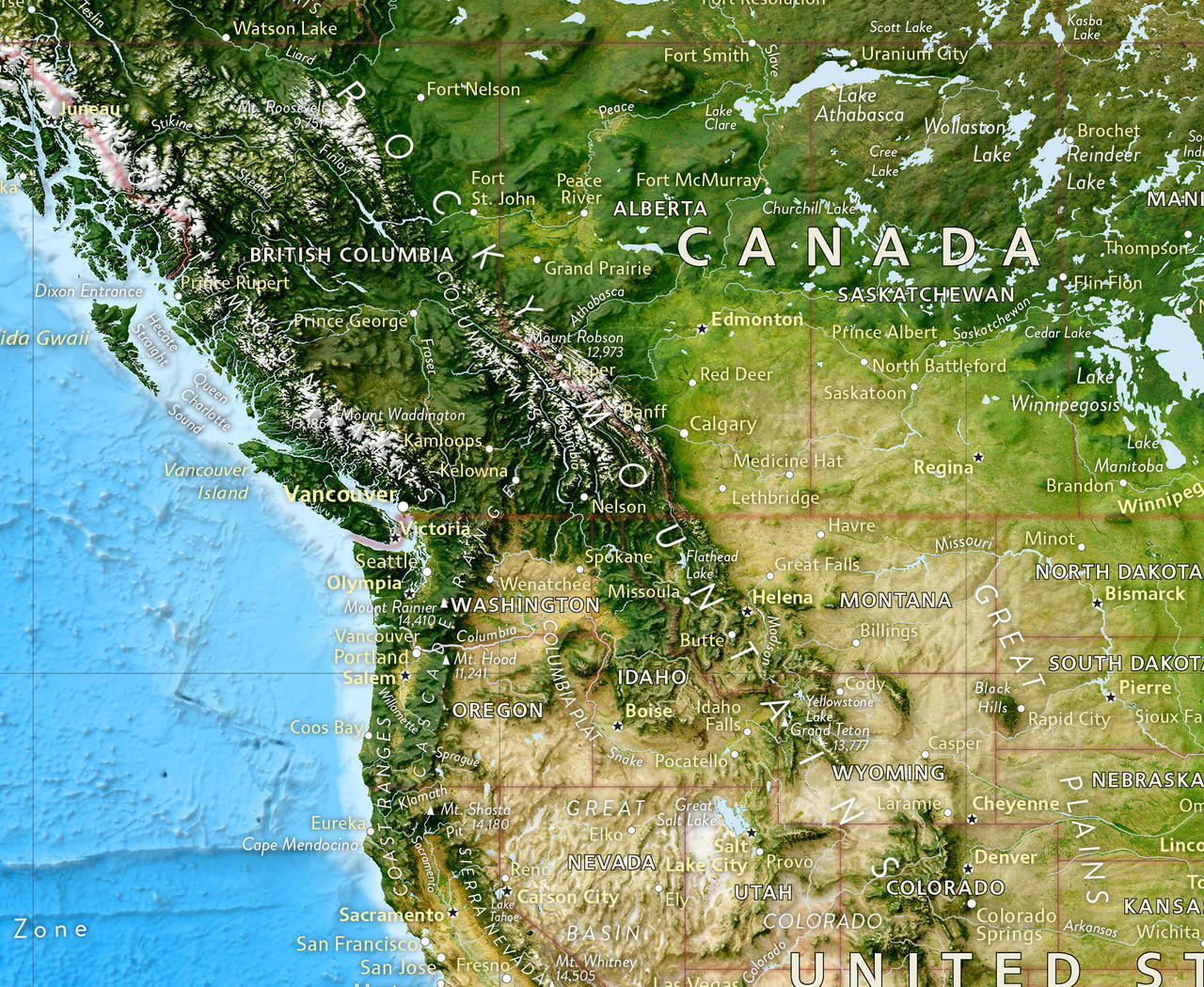 Enhanced Physical World Satellite Image Map Mural - Removable Wallpaper ...