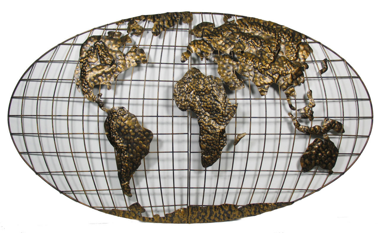 Metal Map Wall Mural Sculptures | World Maps Online