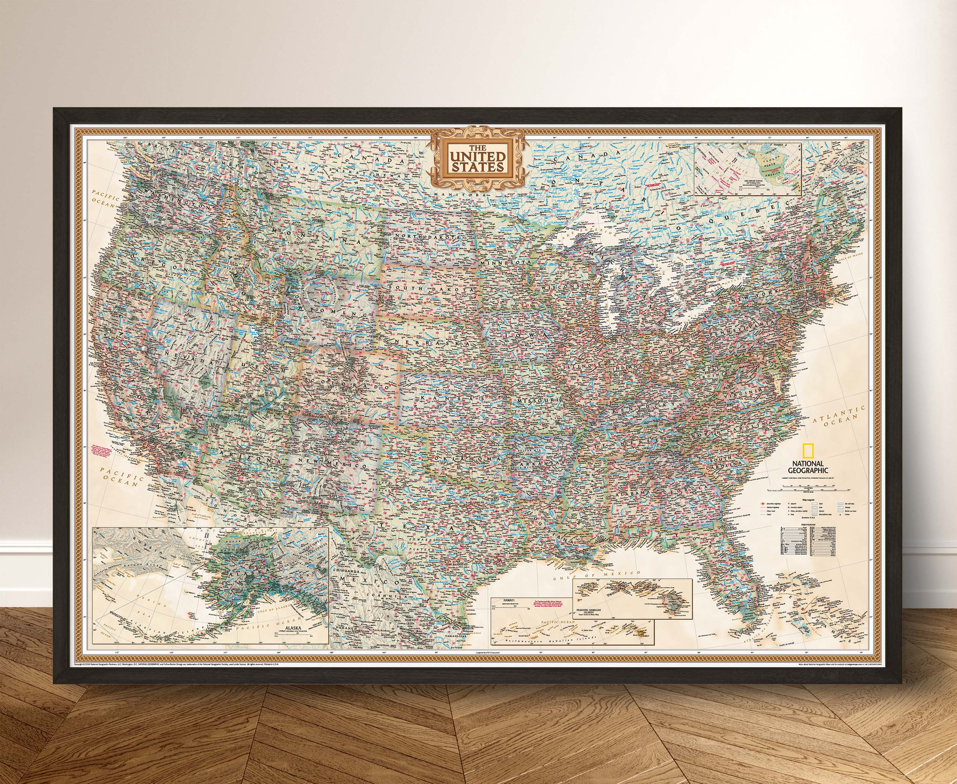 National Geographic United States Executive Wall Map | World Maps Online