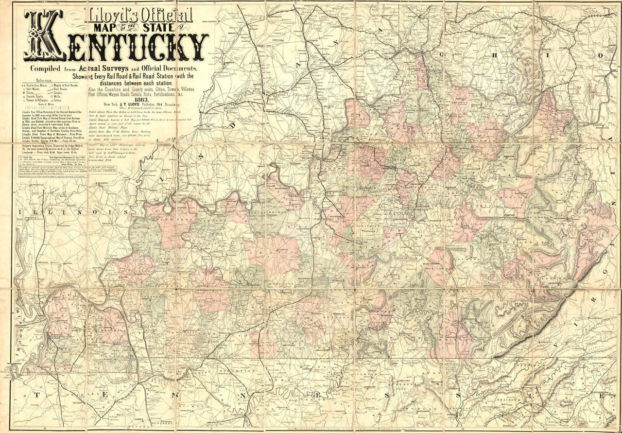 Historic Railroad Map of Kentucky - 1862 | World Maps Online
