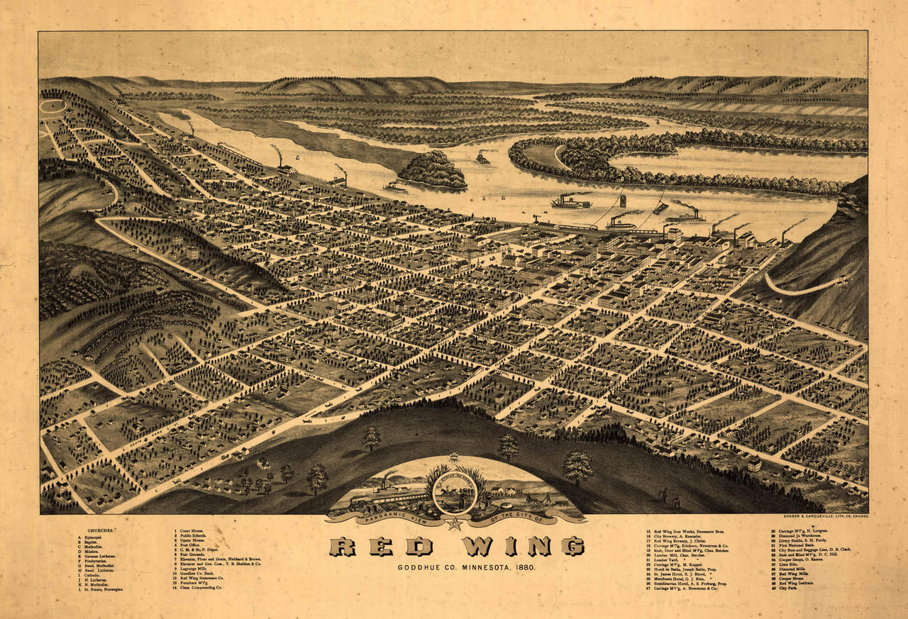Historic Map - Red Wing, MN - 1880 | World Maps Online