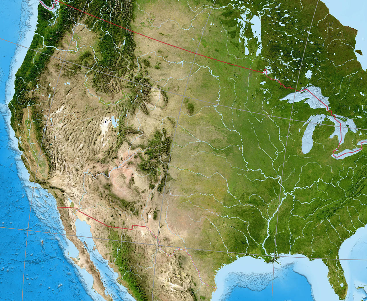 World Satellite Image Map - Oblique Mercator Projection - Enhanced ...