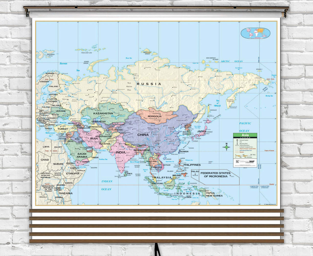 Advanced Antarctica Political Map on Spring Roller from Kappa Maps ...