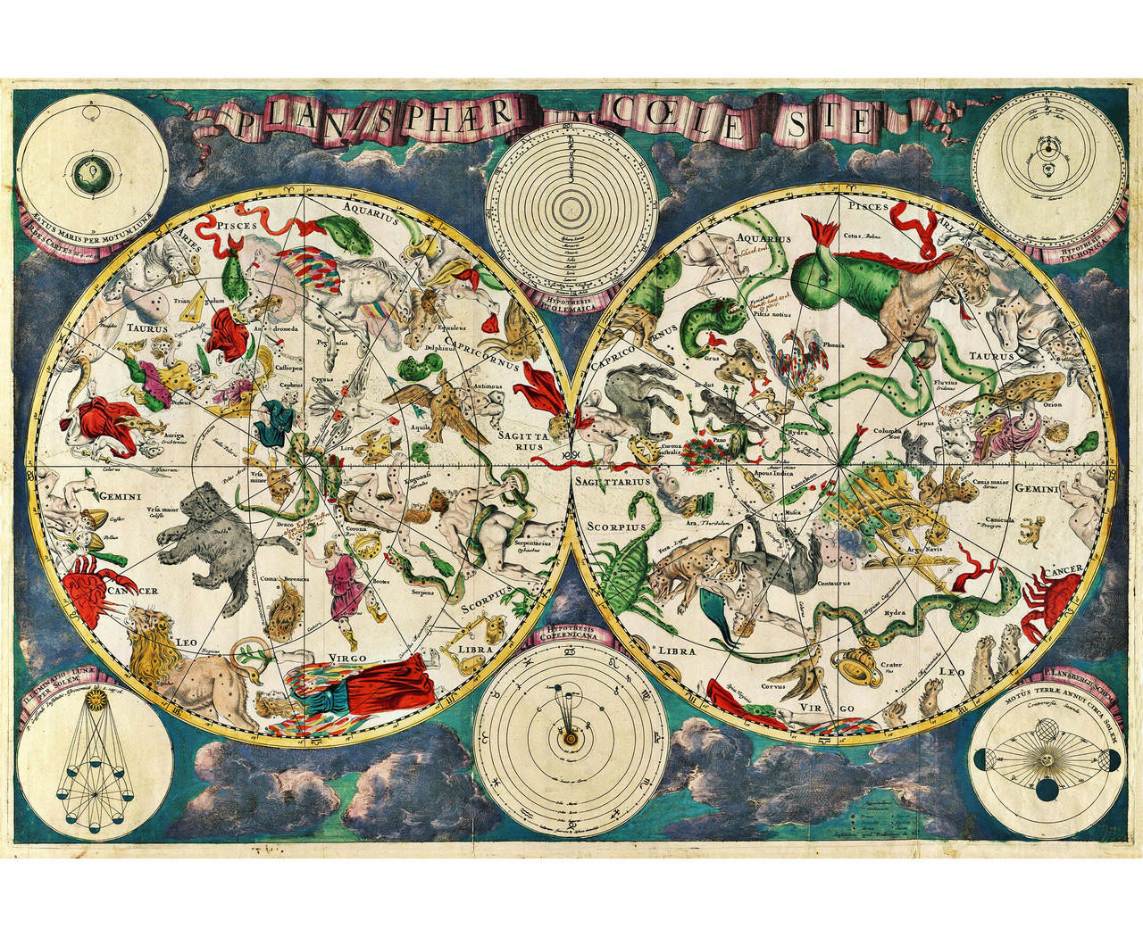Vintage Celestial Map 1670 "Planisphaerium Coeleste" - Old Star Chart ...