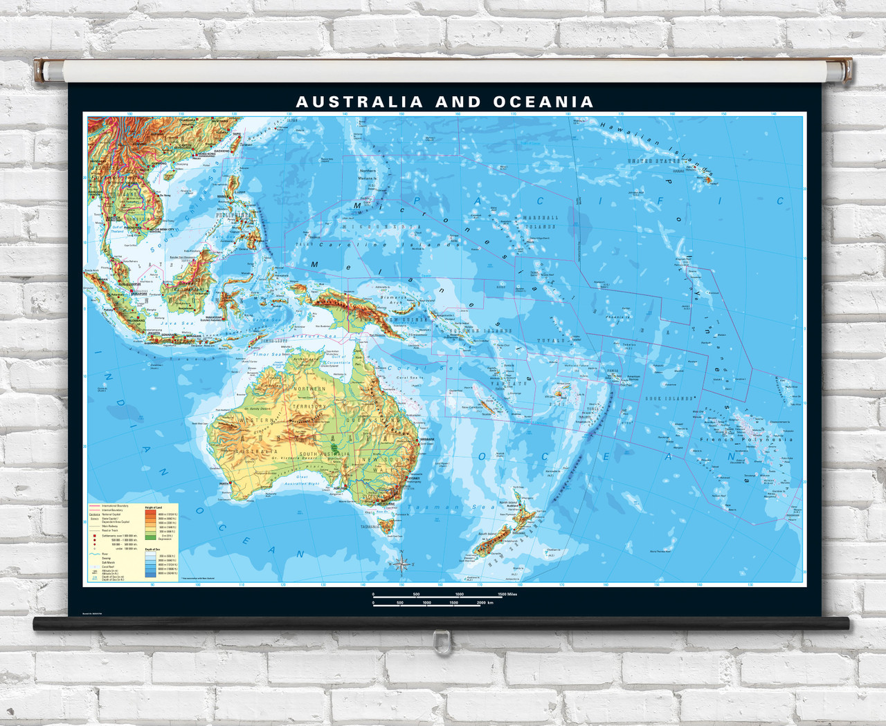 British Isles - U.K. Dual Sided Political & Physical Pull-Down Map - 44 ...