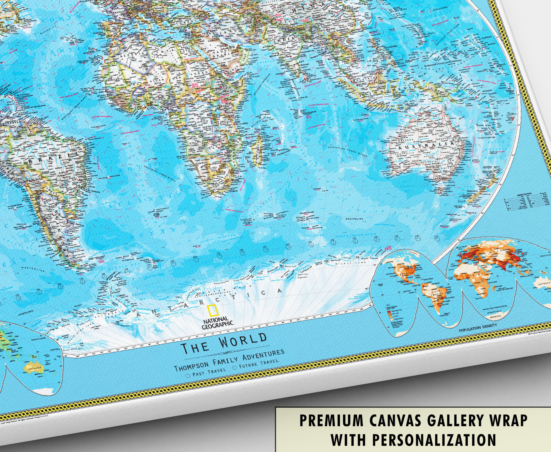 Personalized National Geographic World Classic Political Wall Map