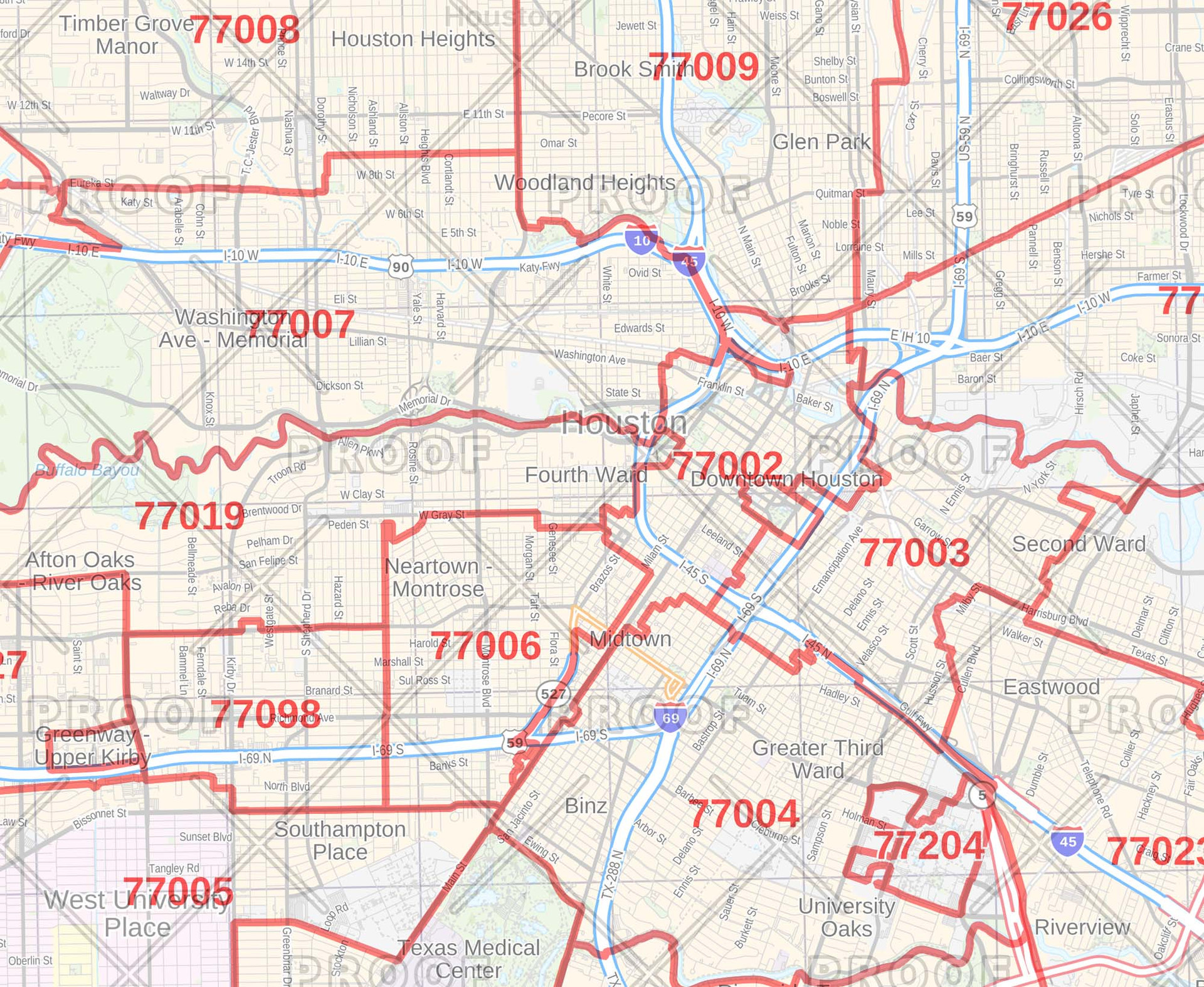 USA Custom Area Zip Code Wall Maps