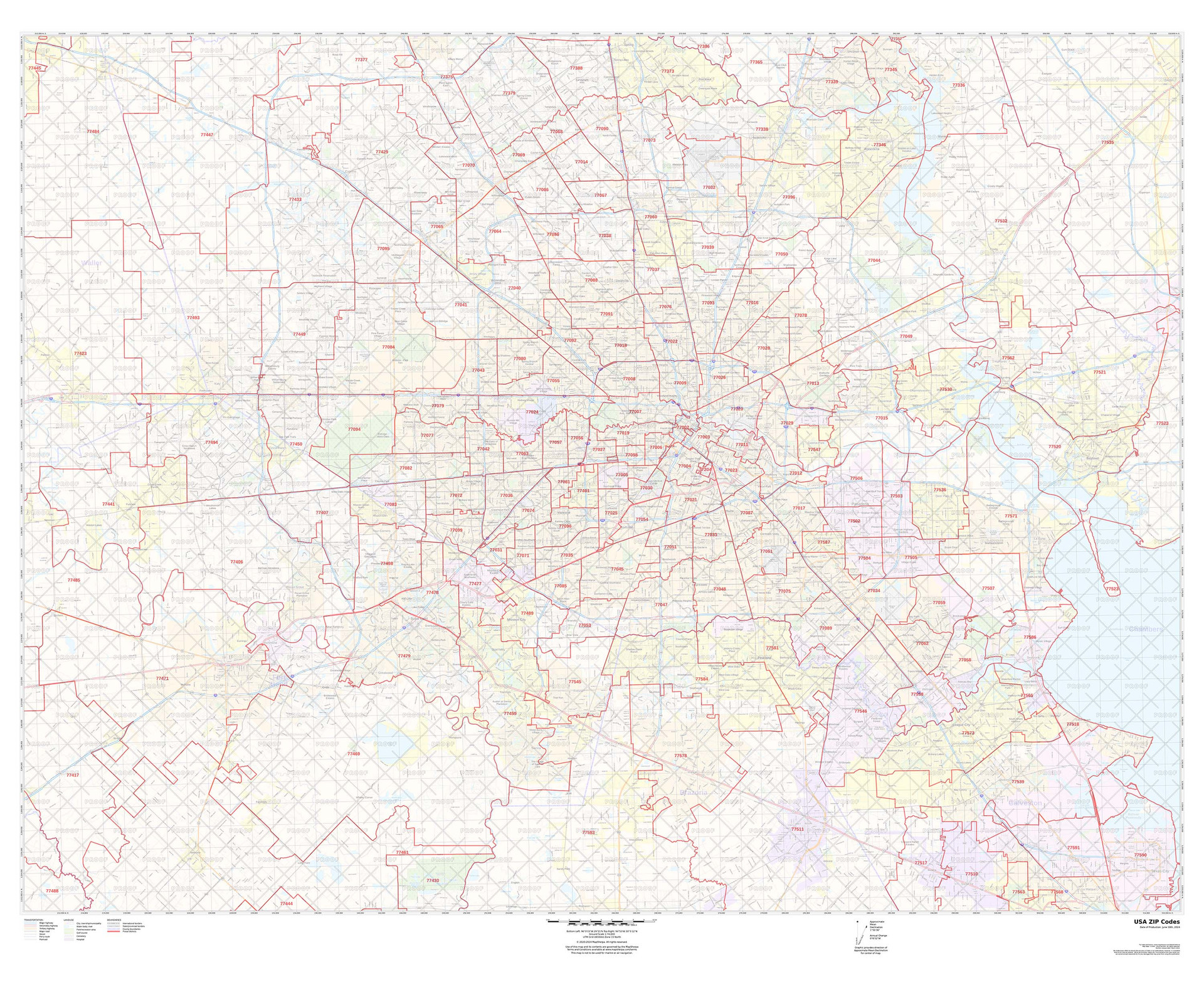 USA Custom Area Zip Code Wall Maps