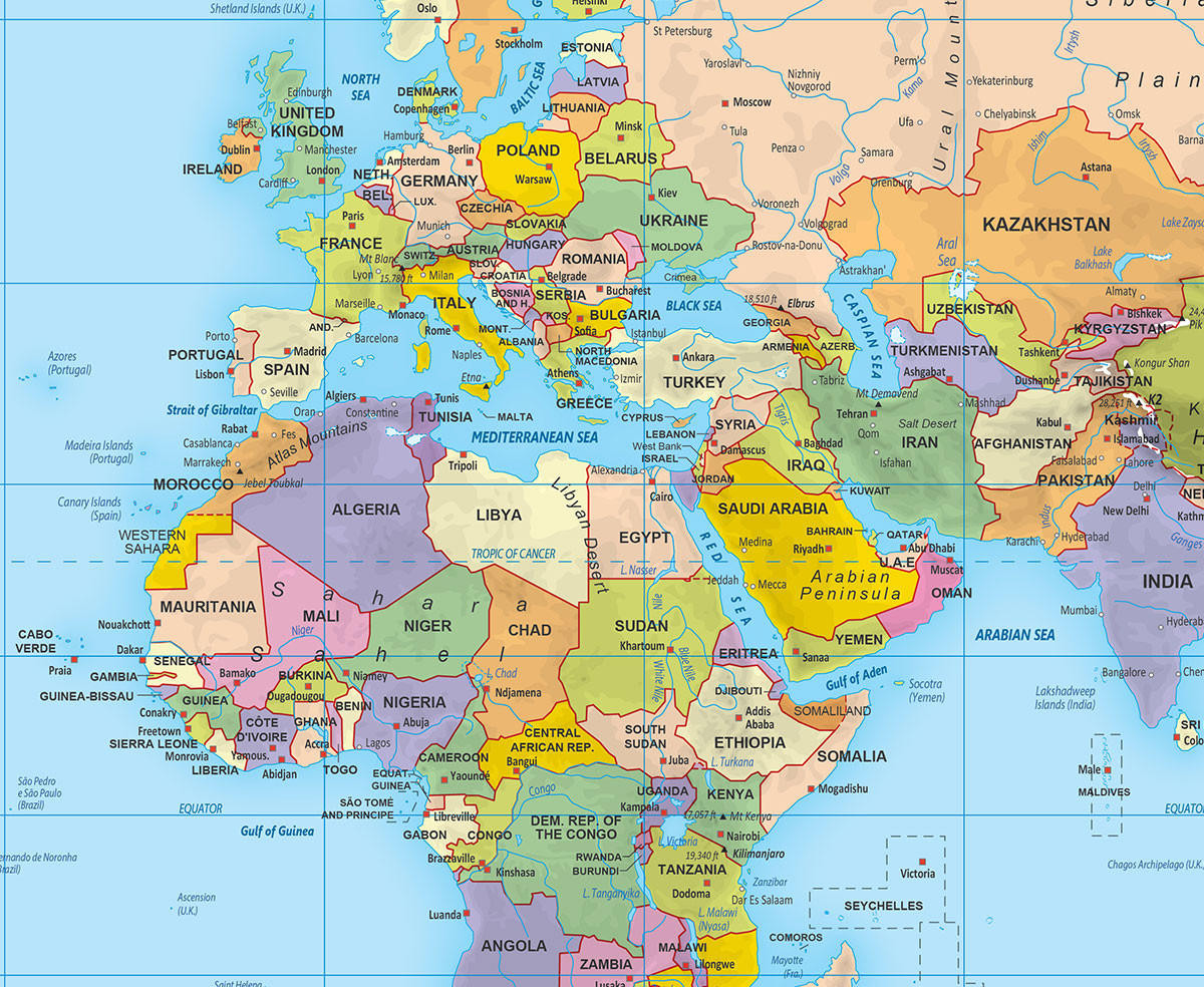 Flags of the World Political Wall Map | World Maps Online