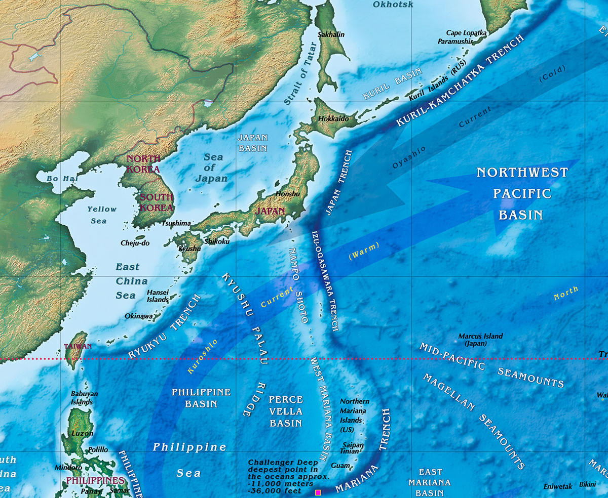 Western Pacific Physical Wall Map by Compart Maps | World Maps Online