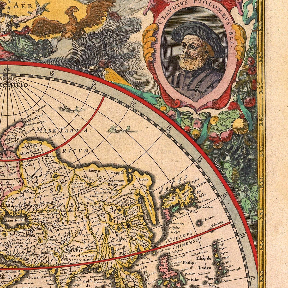 Historical World Map Print - 1630 by Henricus Hondius | World Maps Online