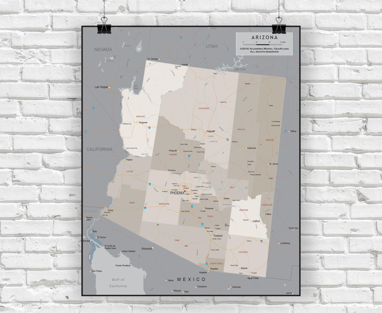 Arizona State Wall Maps | World Maps Online