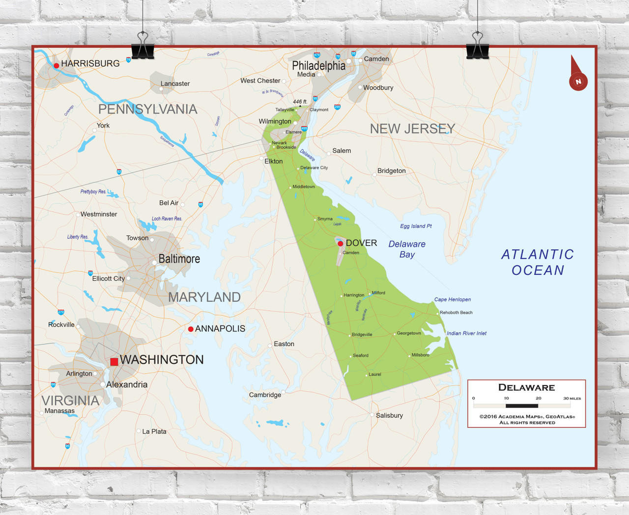 Delaware State Wall Maps | World Maps Online
