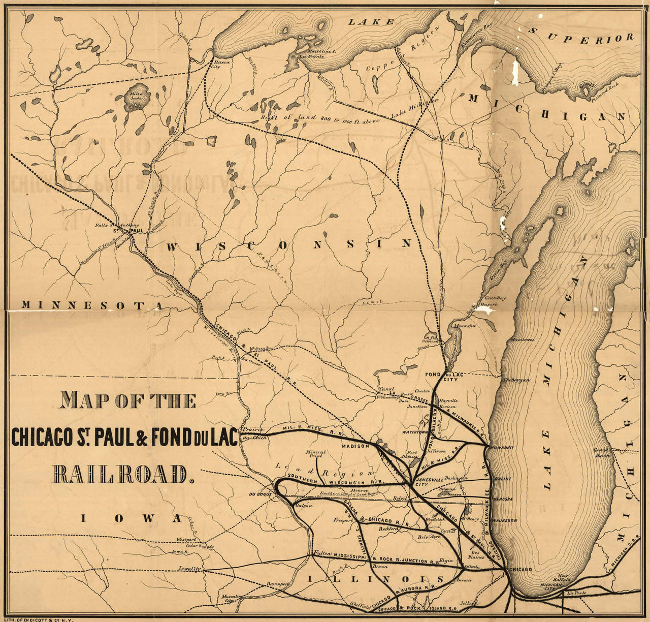Historic Railroad Map of Wisconsin - 1880 | World Maps Online