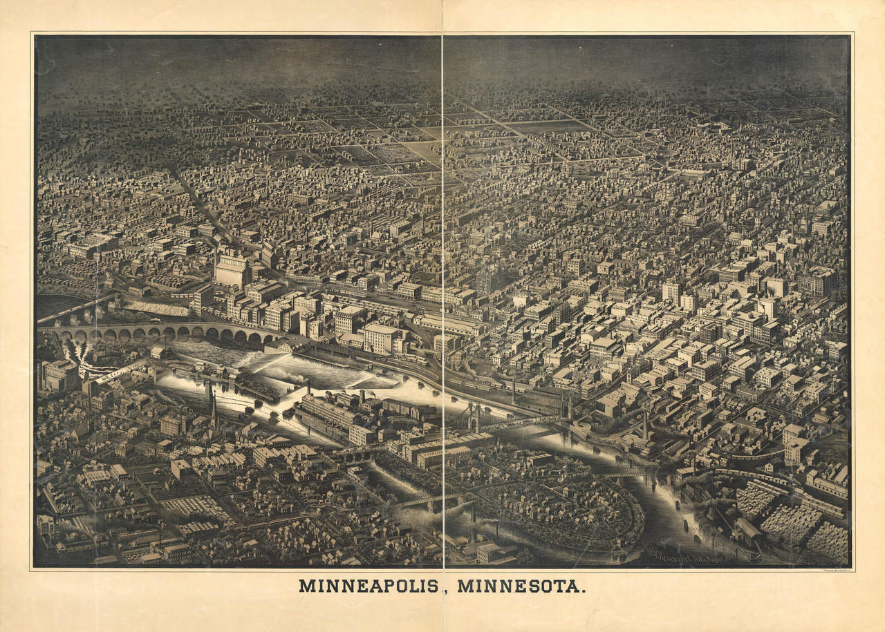 Historic Map - Minneapolis, MN - 1874 | World Maps Online